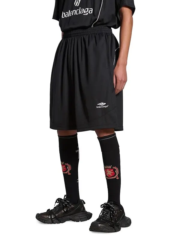 Balenciaga Soccer Baggy Shorts - Black White | Editorialist